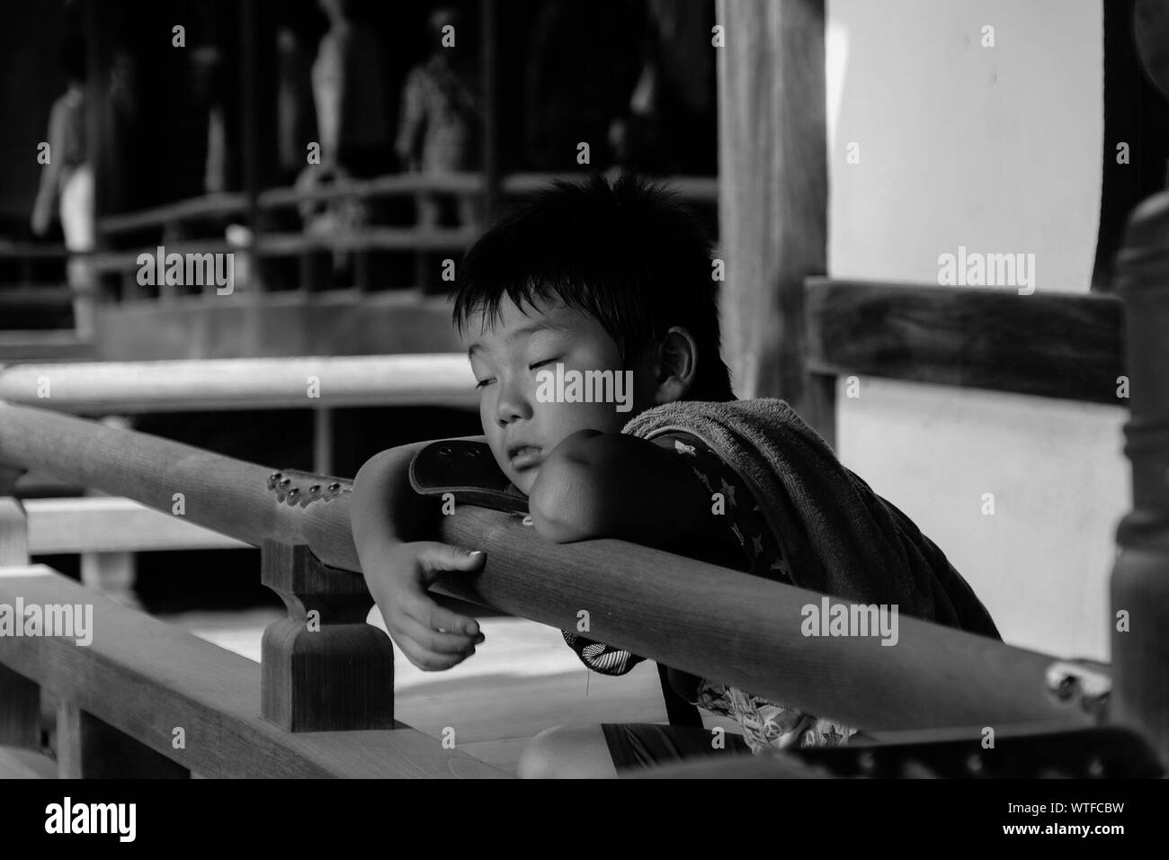 Boy with eyes closed Black and White Stock Photos & Images - Alamy