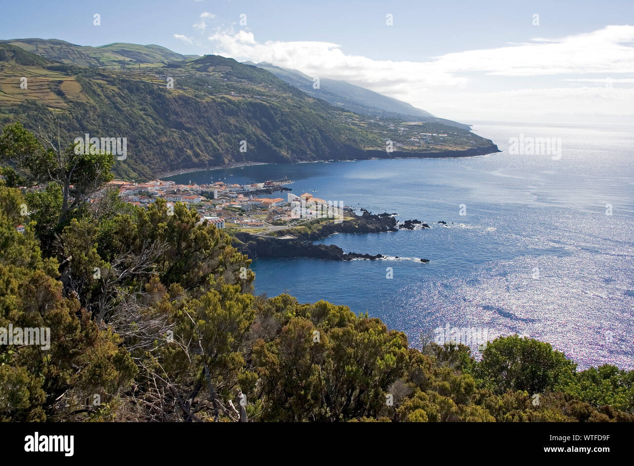 Velas town from Morro Grande Sao Jorge Island Azores Portugal Stock ...