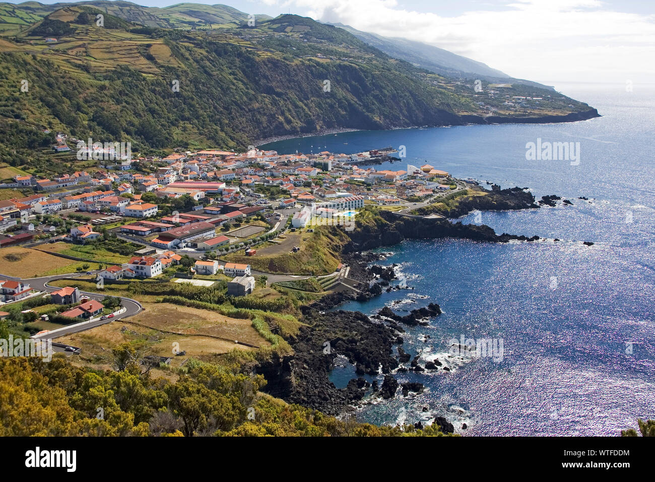Velas town from Morro Grande Sao Jorge Island Azores Portugal Stock ...