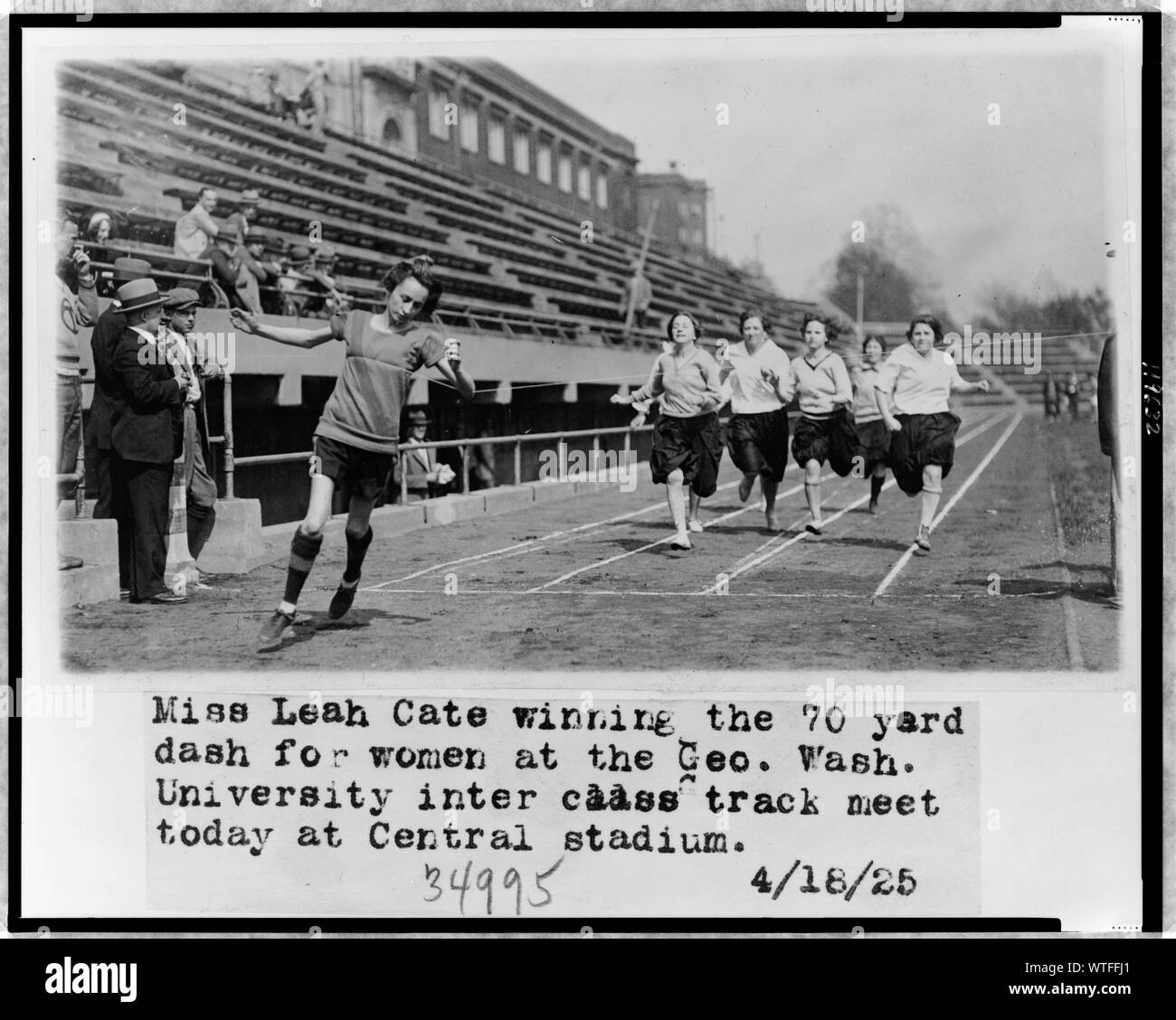 Miss Leah Cate winning the 70 yard dash for women at the Geo. Wash ...