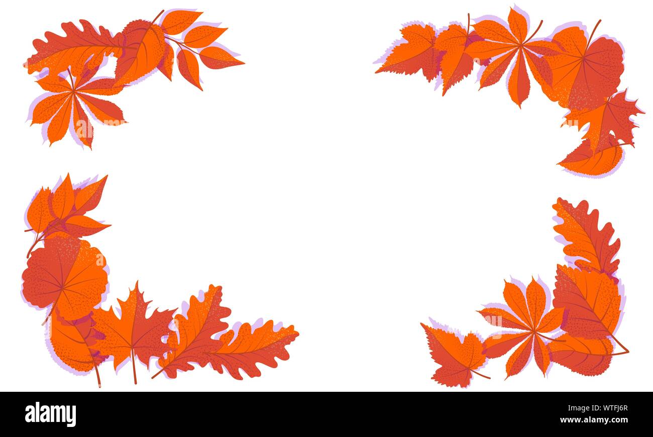 Autumn corner concept for frames with falling leaves on white ...