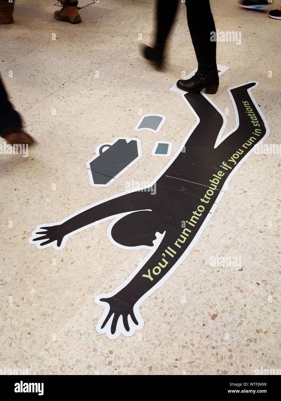 Safety warning sign on subway hi-res stock photography and images - Alamy