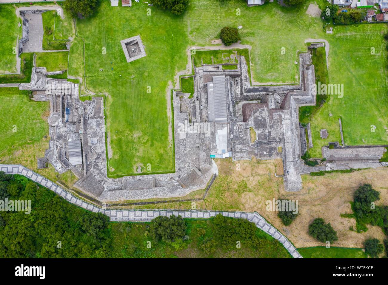 Aerial view of the great Pyramid of Cholula or Tlachihualtépetl is the ...