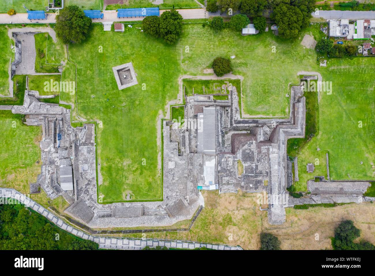 Aerial view of the great Pyramid of Cholula or Tlachihualtépetl is the ...