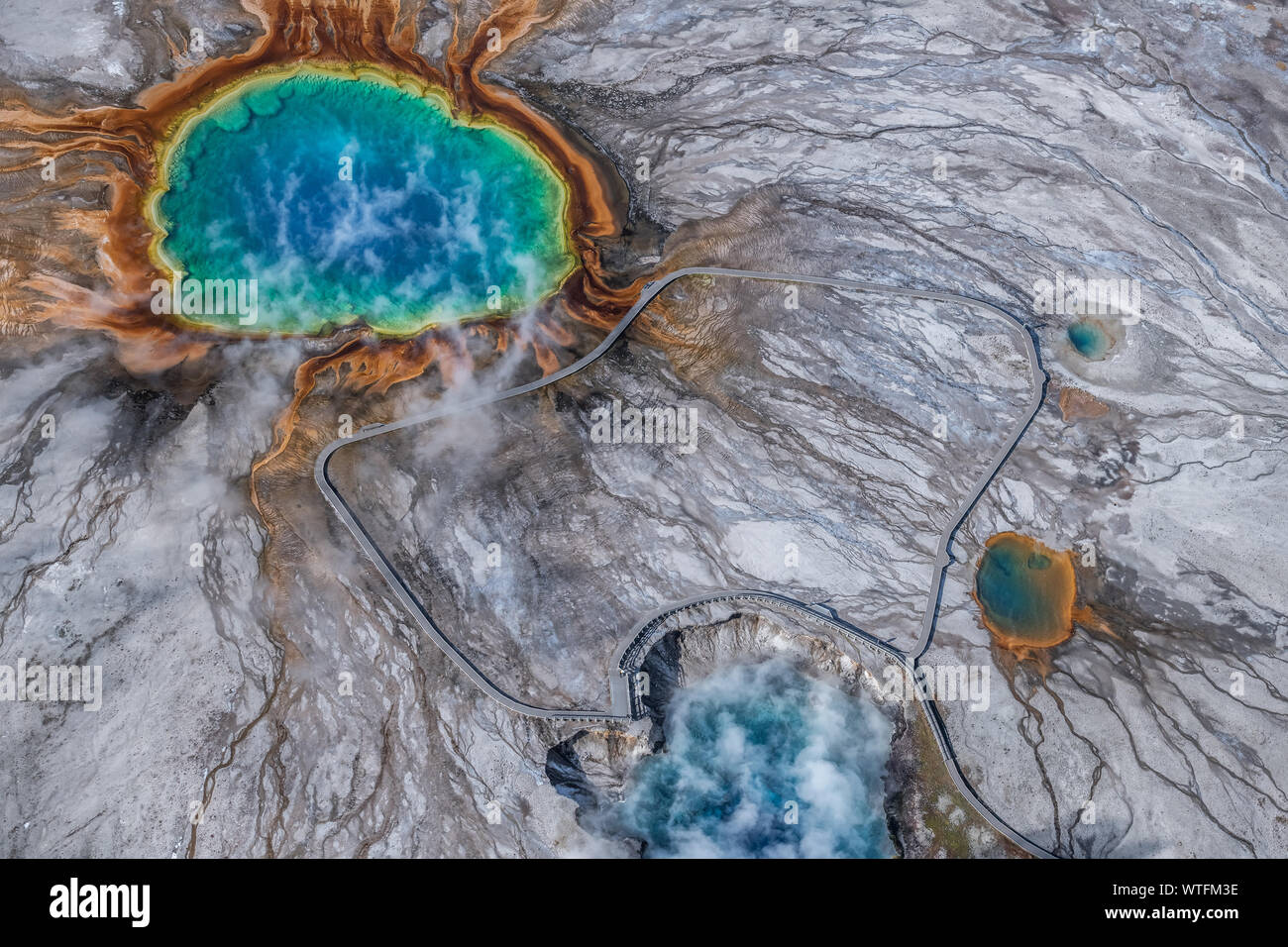 Aerial view of Grand Prismatic Spring in Yellowstone Stock Photo - Alamy
