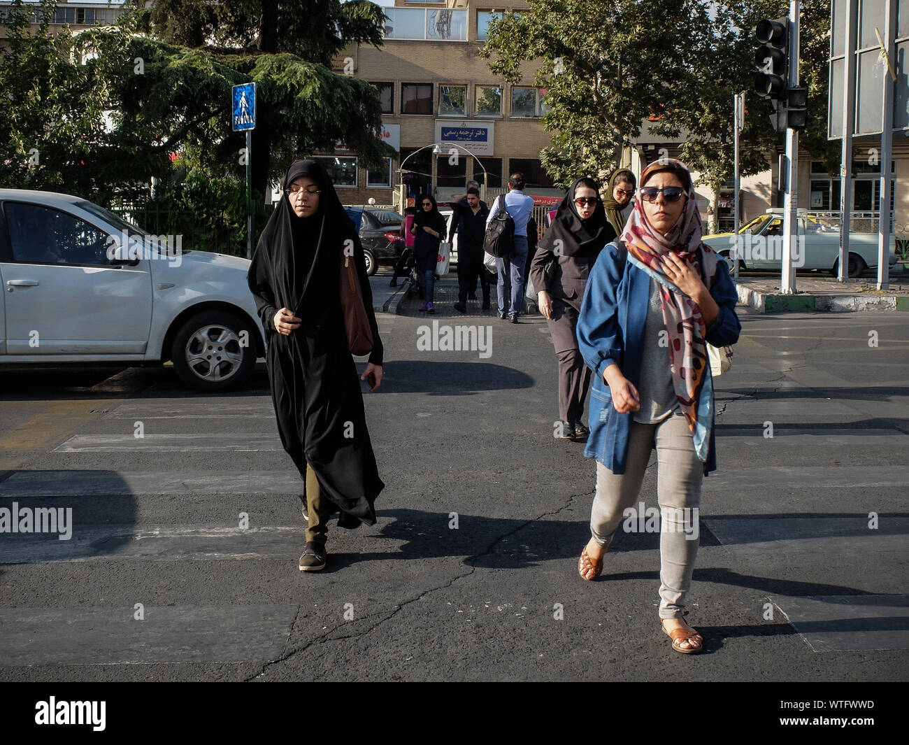 September 12, 2019, Tehran, Iran: People cross an intersection on ...