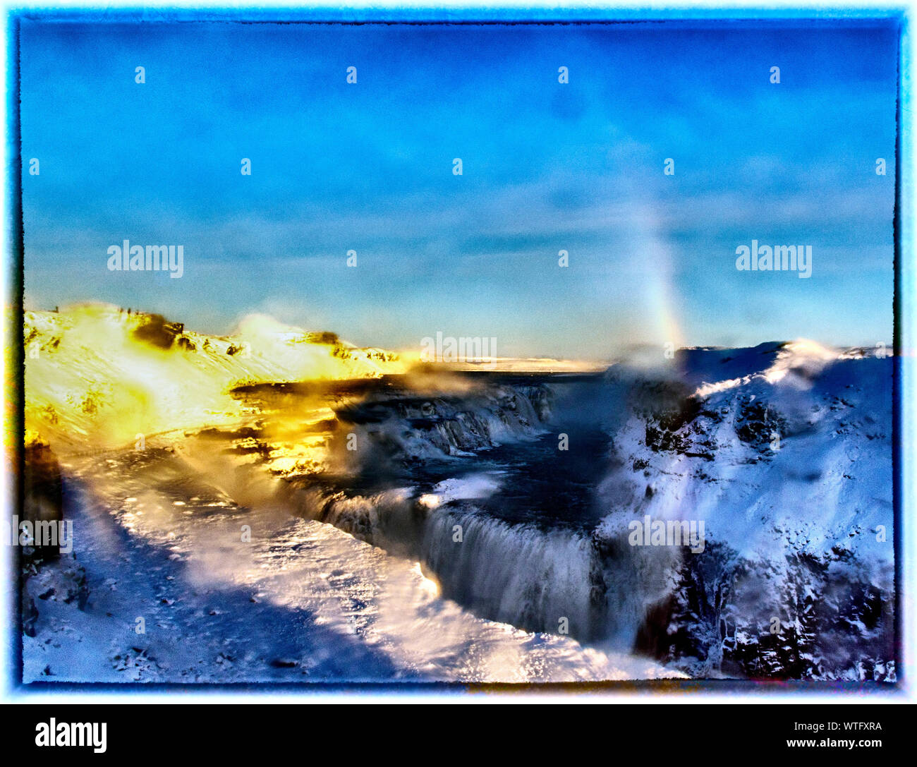 Golden waterfall Reykjavik Stock Photo - Alamy