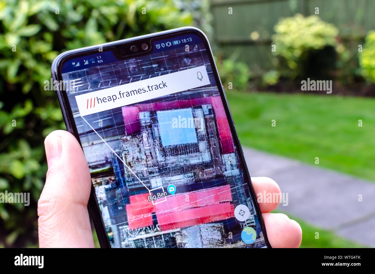 What3words app on the screen, showing as an example the "three word ...