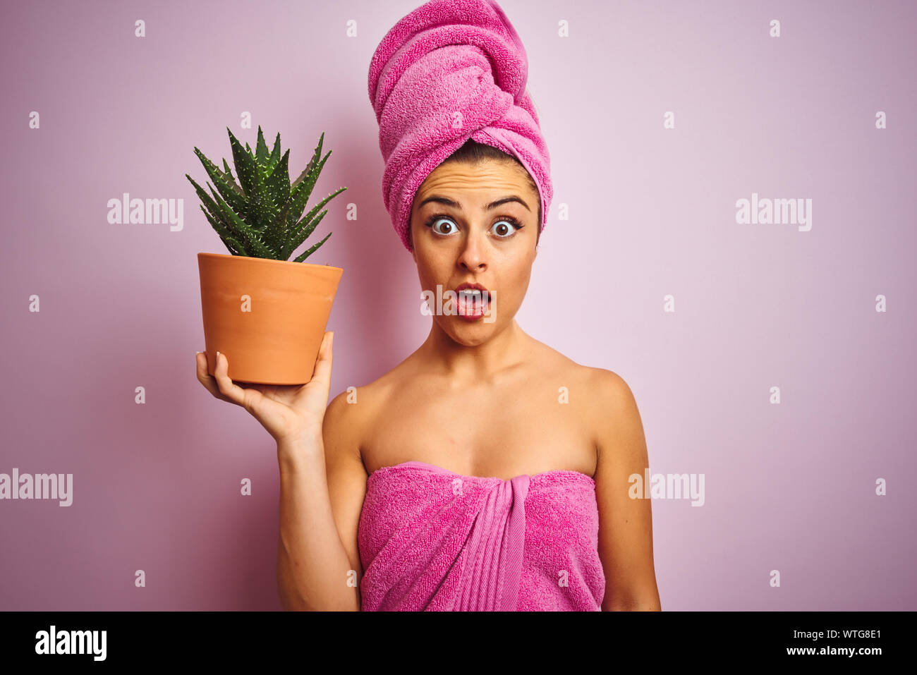 Woman in shower shock bathroom hi-res stock photography and images - Alamy