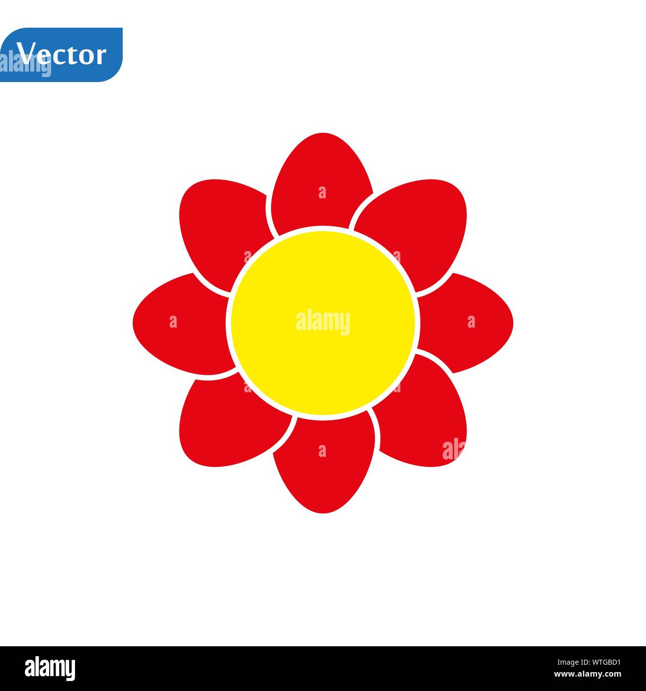 Red flower icon. Blossom clipart. Vector illustration isolated on white ...