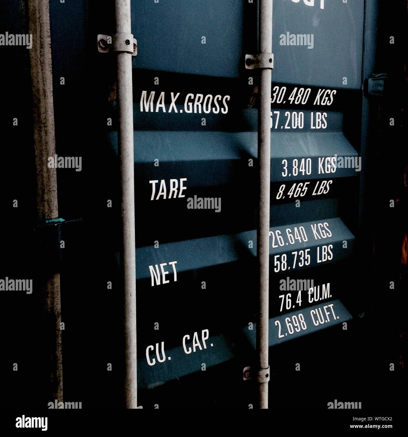 Text And Numbers On Cargo Container Stock Photo - Alamy