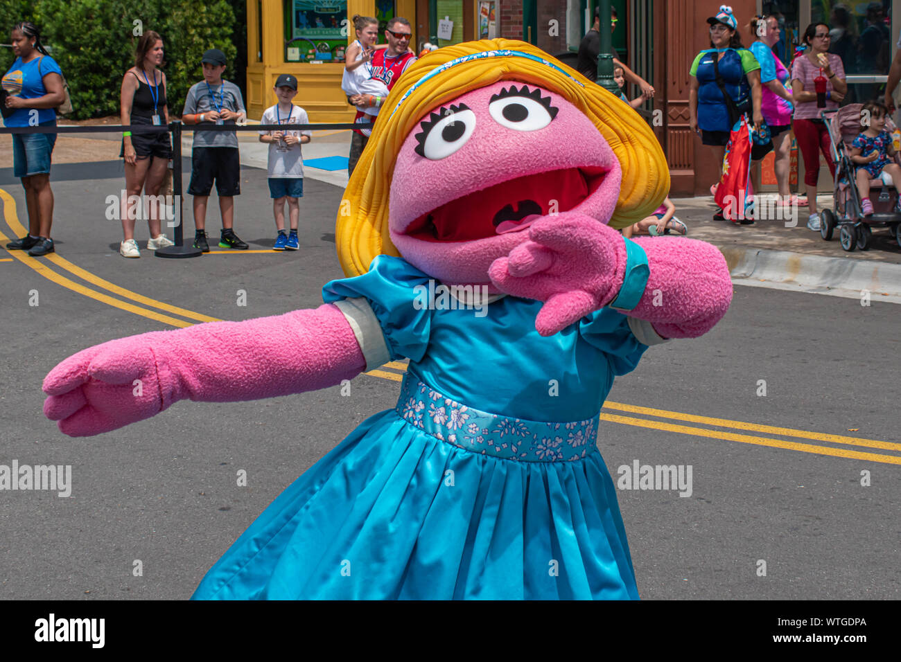 Orlando, Florida. August 28, 2019. Prairie Dawn dancing in Sesame ...