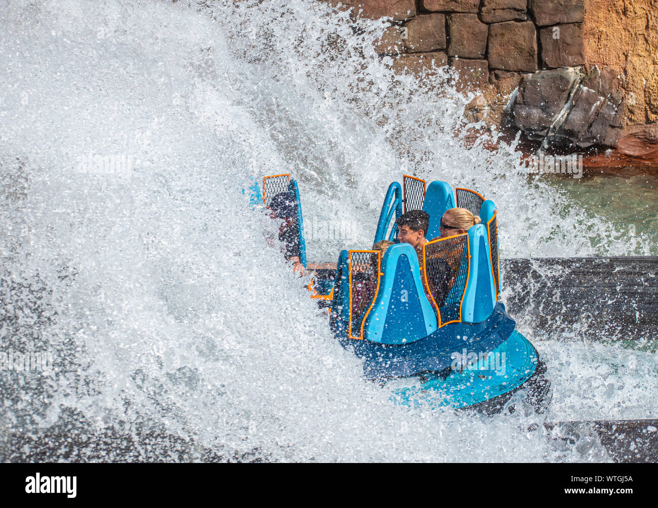 Orlando, Florida. August 28, 2019. People having fun with a big splash ...