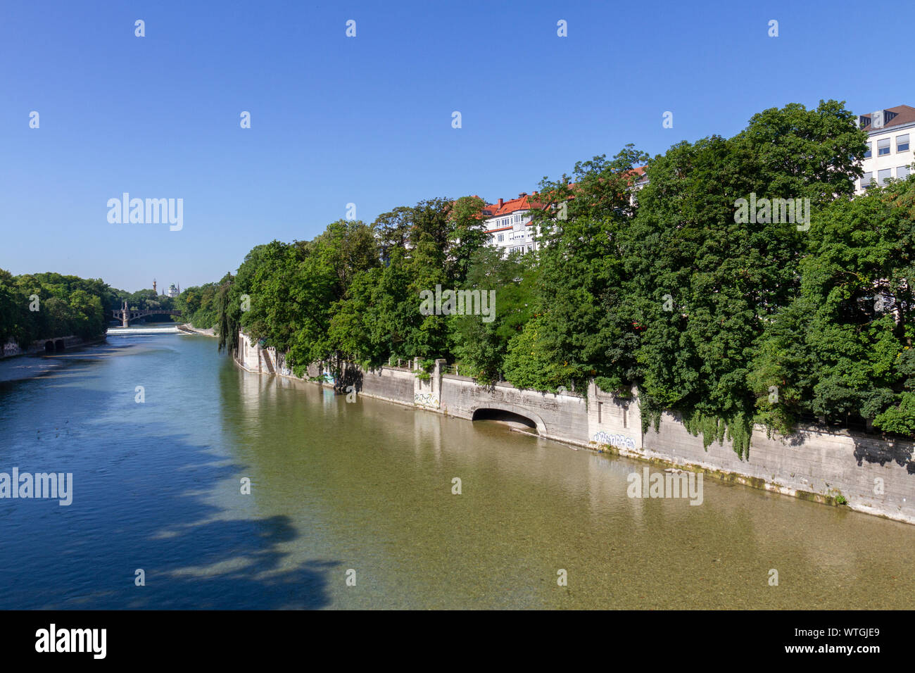 Looking along the River Isar from Luitpoldbrücke (Luitpold Bridge ...