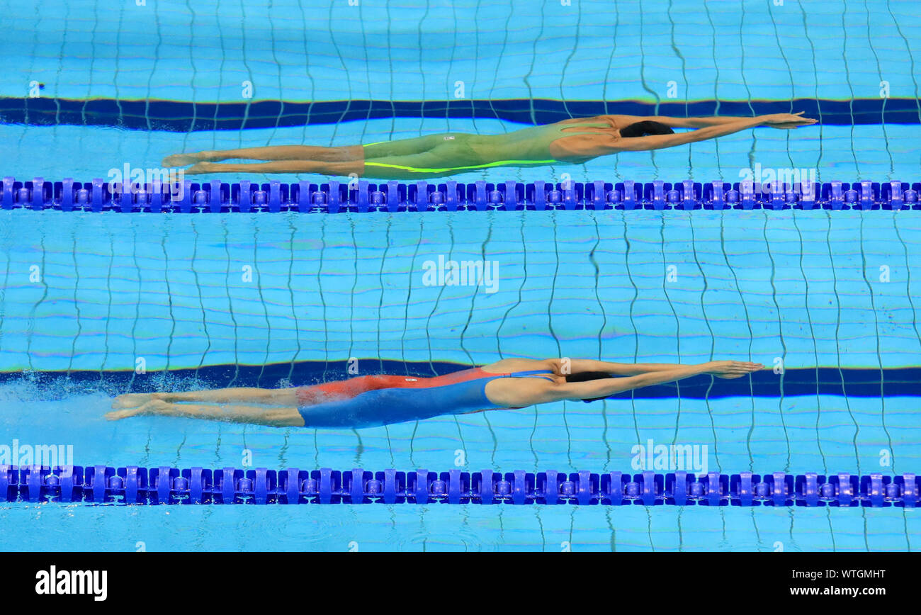Competitors in the Women's 50m Freestyle S12 Final during day three of ...