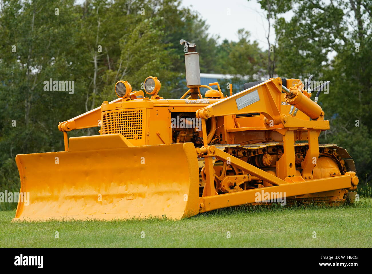 Old bulldozer on the side of the road out at Eden Wisconsin Stock Photo ...
