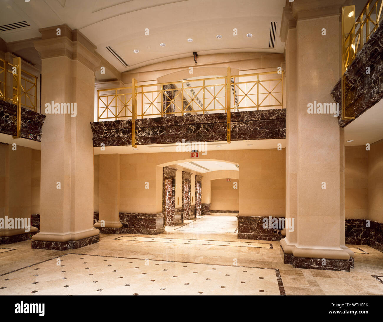Modern office building lobby, photographed during the 1980s Stock Photo ...