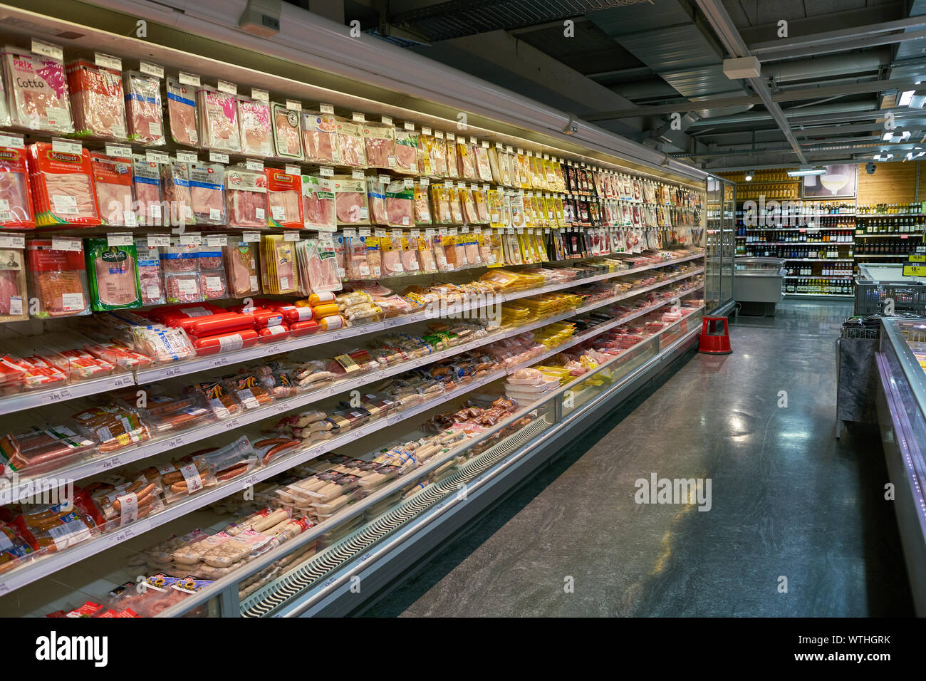 ZURICH, SWITZERLAND - CIRCA OCTOBER, 2018: interior shot of Coop ...