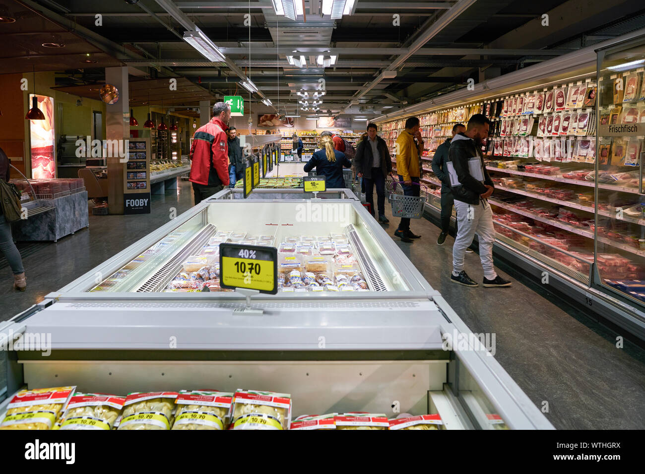 ZURICH, SWITZERLAND - CIRCA OCTOBER, 2018: interior shot of Coop ...