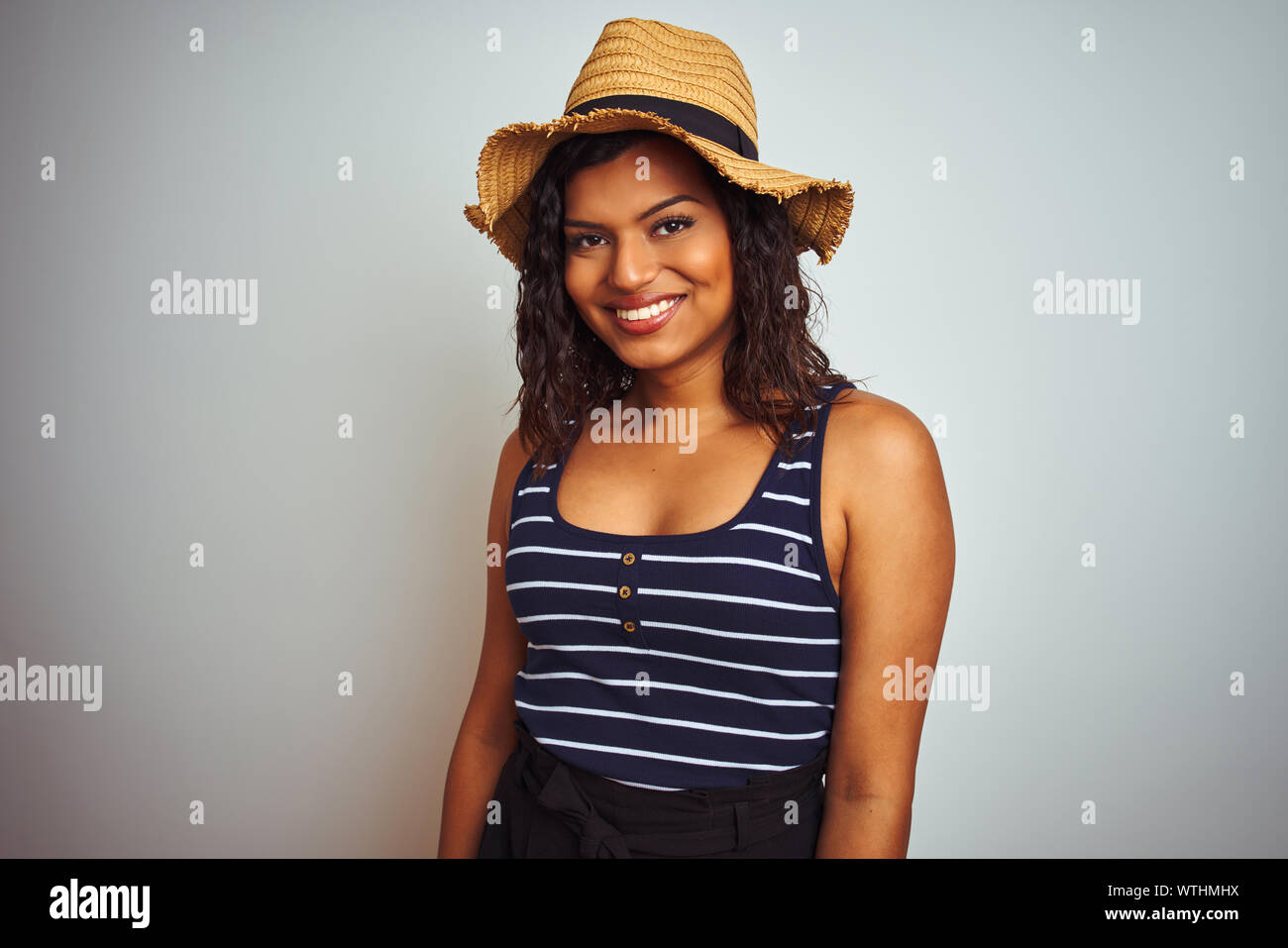 Beautiful transsexual transgender woman wearing summer hat over ...