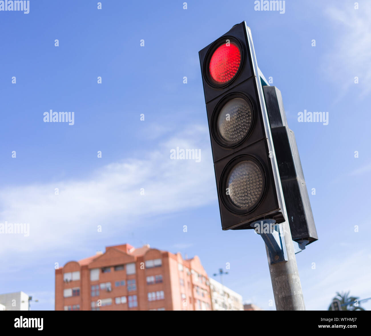 Traffic light signal for vehicles, red warning lamp sign to stop the ...