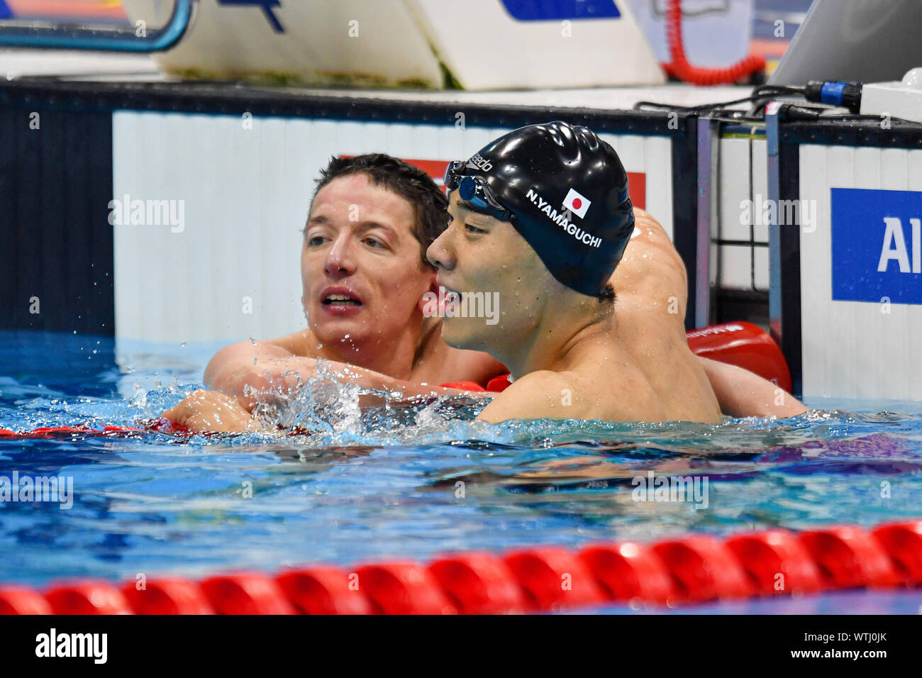 LONDON, UNITED KINGDOM. 11 Sep, 2019. Naohide Yamaguchi of Japan (right ...