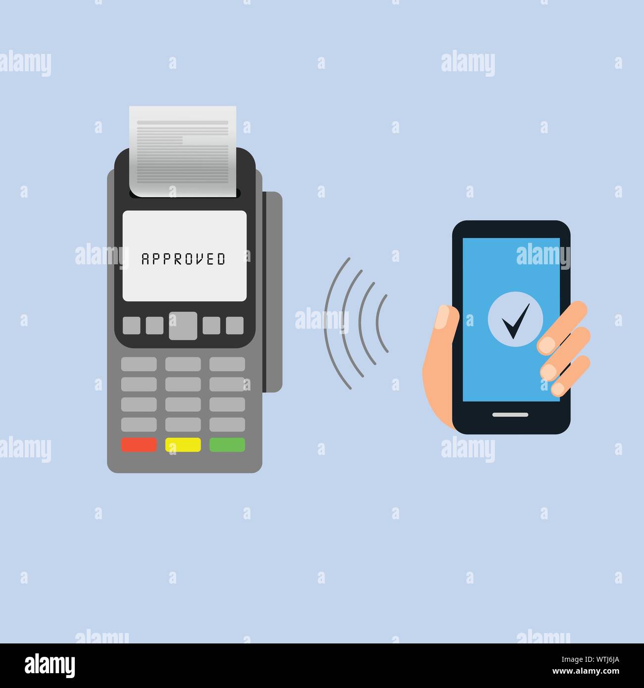 Isometric Pos terminal confirms the payment by debit credit card. Vector illustration in flat ...