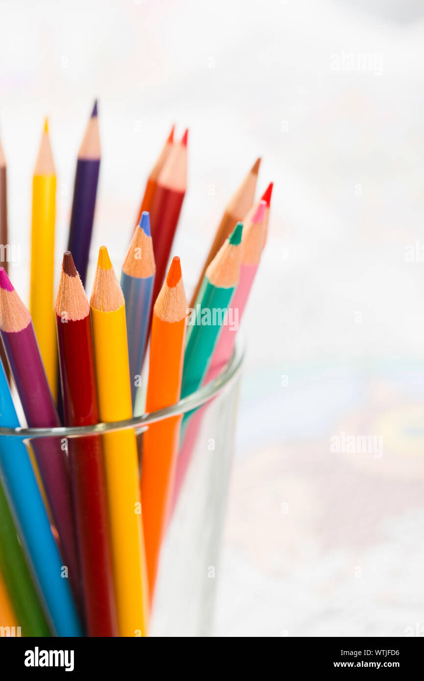 Colored pencils in glass Stock Photo - Alamy