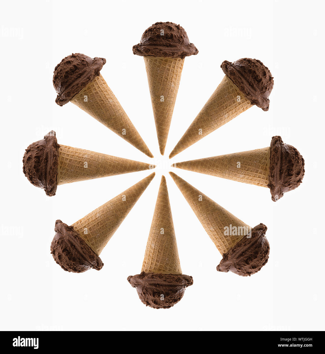 Ice cream cones on white background Stock Photo - Alamy