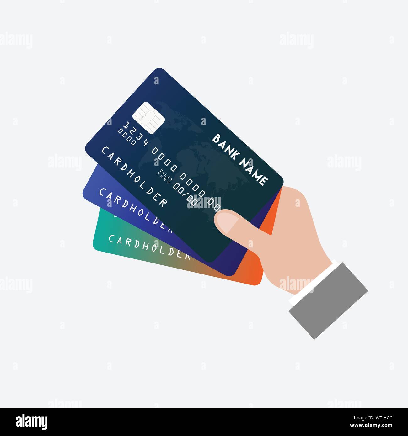 Man is holding credit card in hand, vector teamwork Stock Vector Image ...