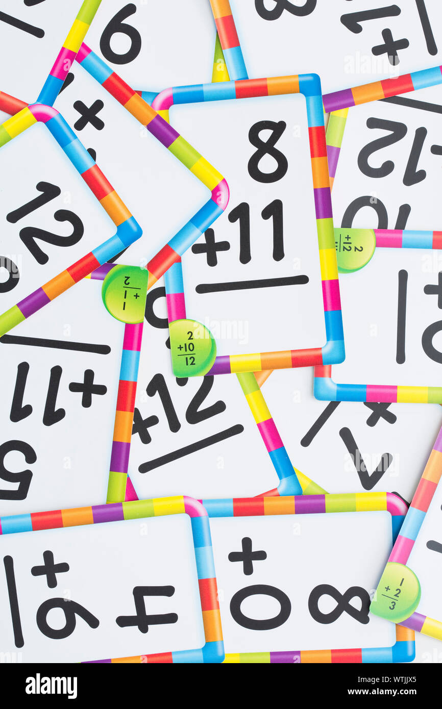 Flash cards with mathematics Stock Photo - Alamy