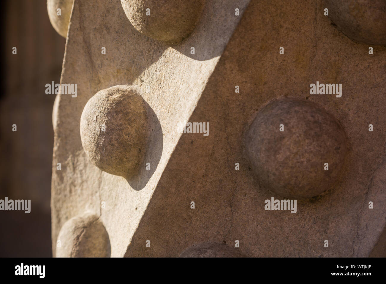Spiral carved stone column feature with round balls at the 19th century ...