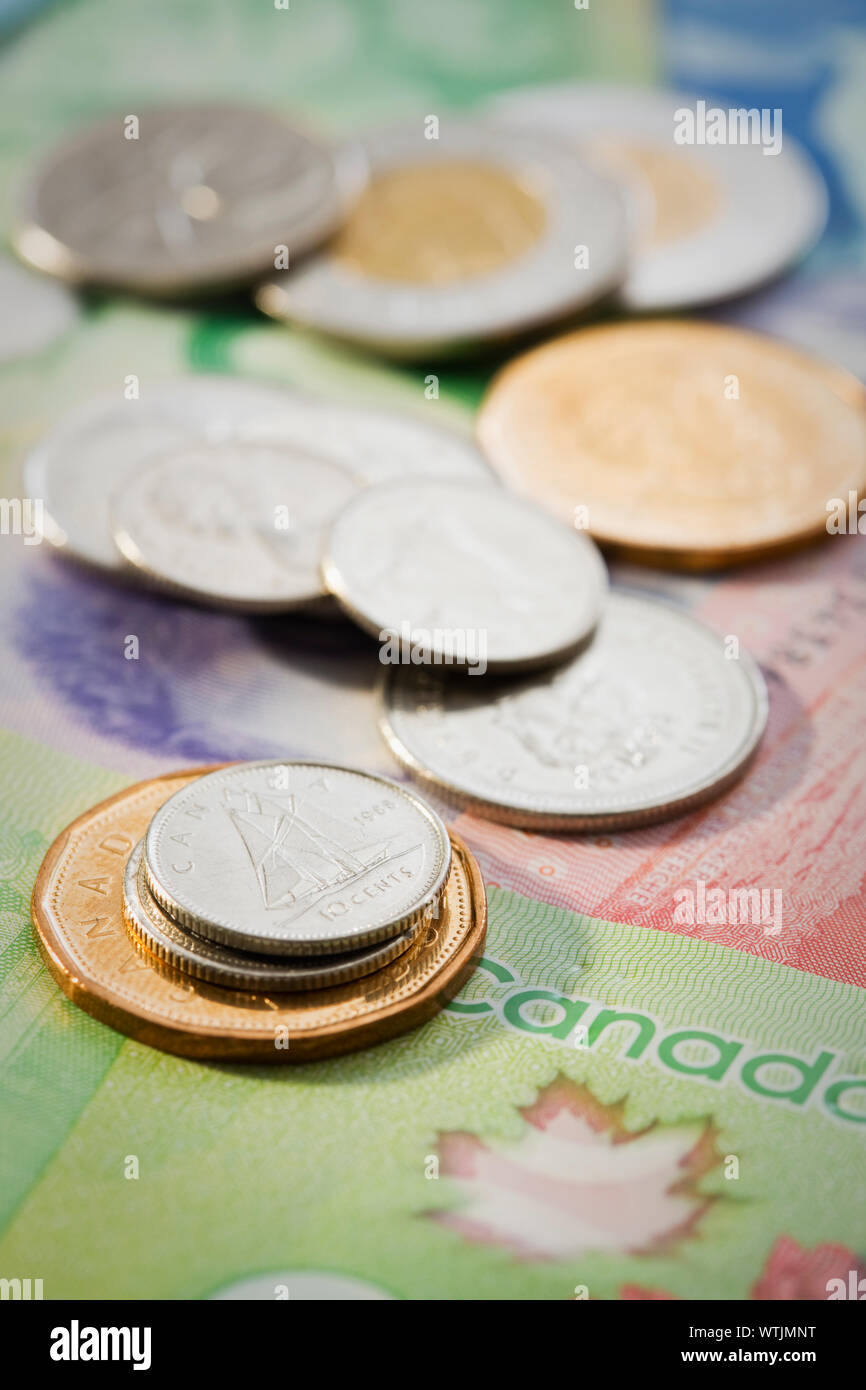 Canadian currency maple leaf hi-res stock photography and images - Alamy