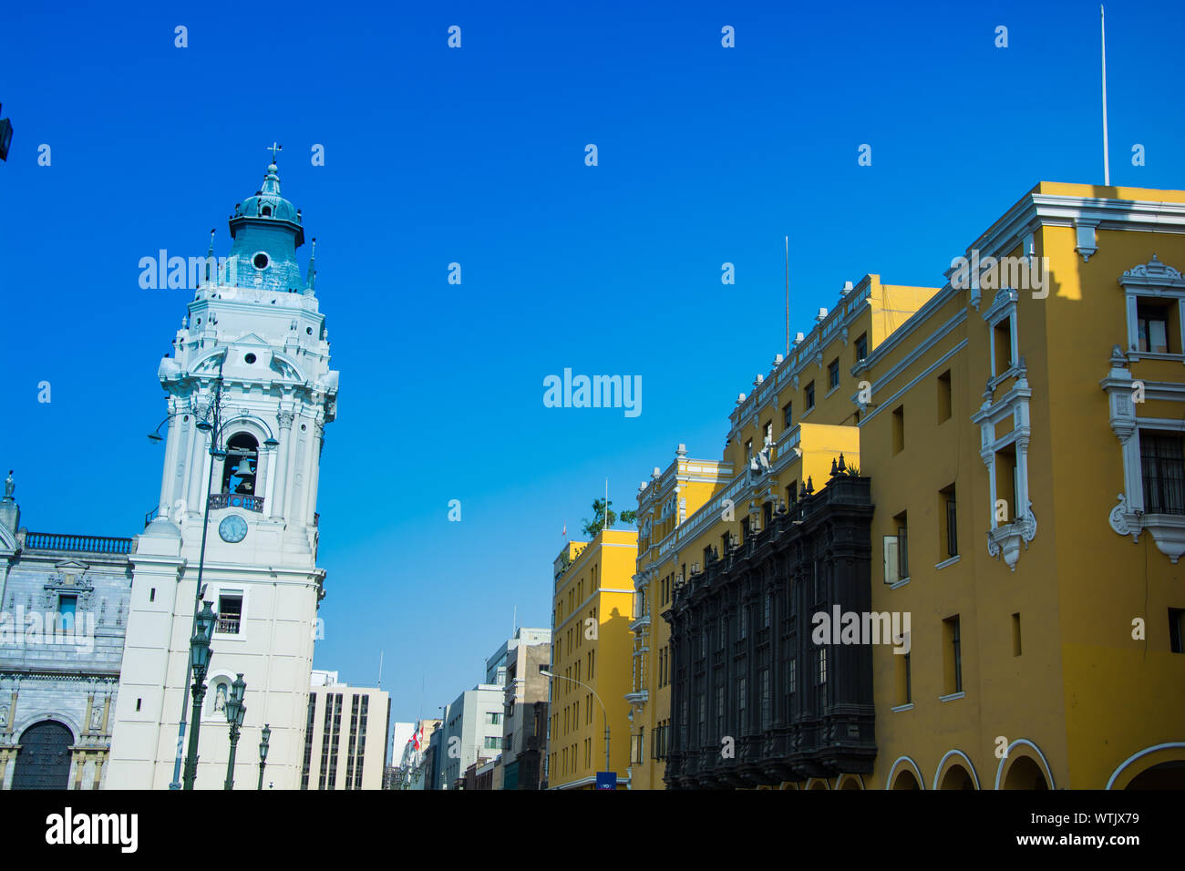 Lima Peru with al his old Spanish colonial buildings and the Plaza de ...