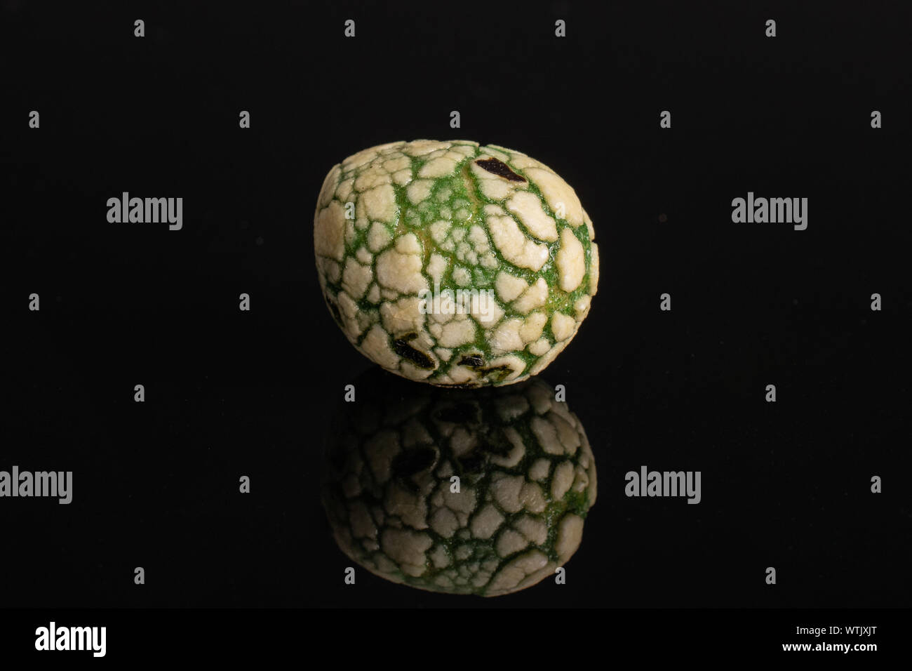 One whole green rice japan assortment isolated on black glass Stock ...