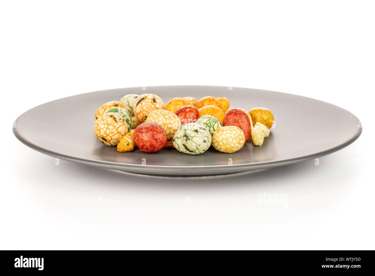 Lot of whole rice japan assortment on gray ceramic plate isolated on ...