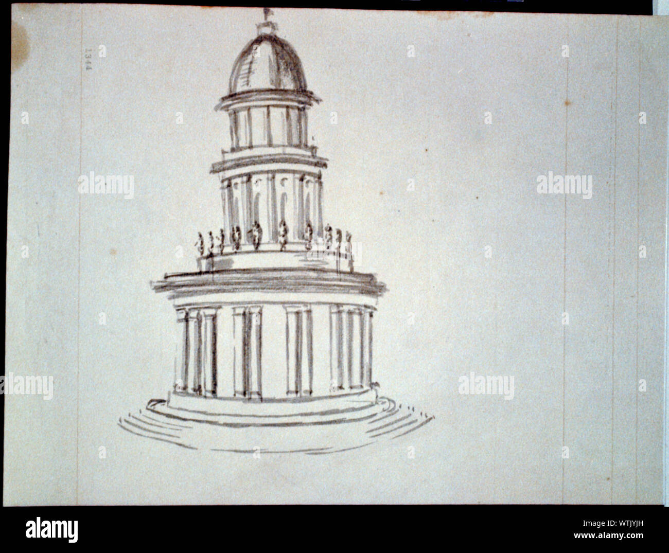Monuments, Washington, D.C. Elevation - domed, colonnaded circular ...