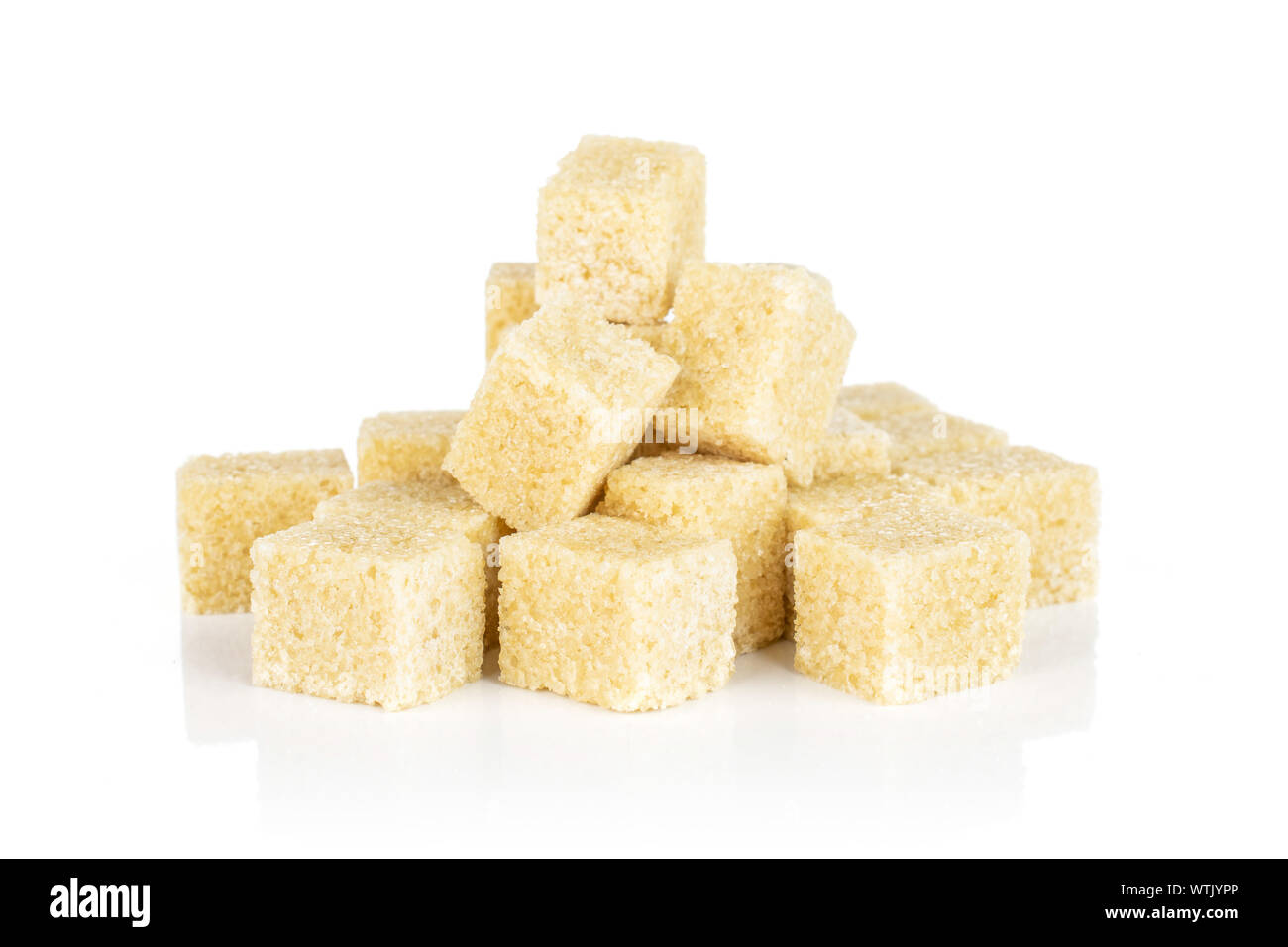 Lot of whole sweet brown sugar cube isolated on white background Stock ...