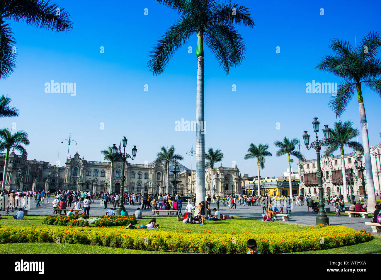 Lima Peru with al his old Spanish colonial buildings and the Plaza de ...