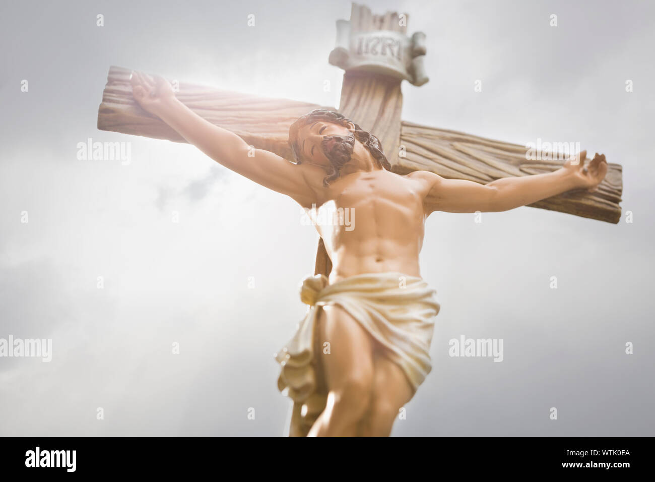 Close-up of carved crucifix Stock Photo - Alamy