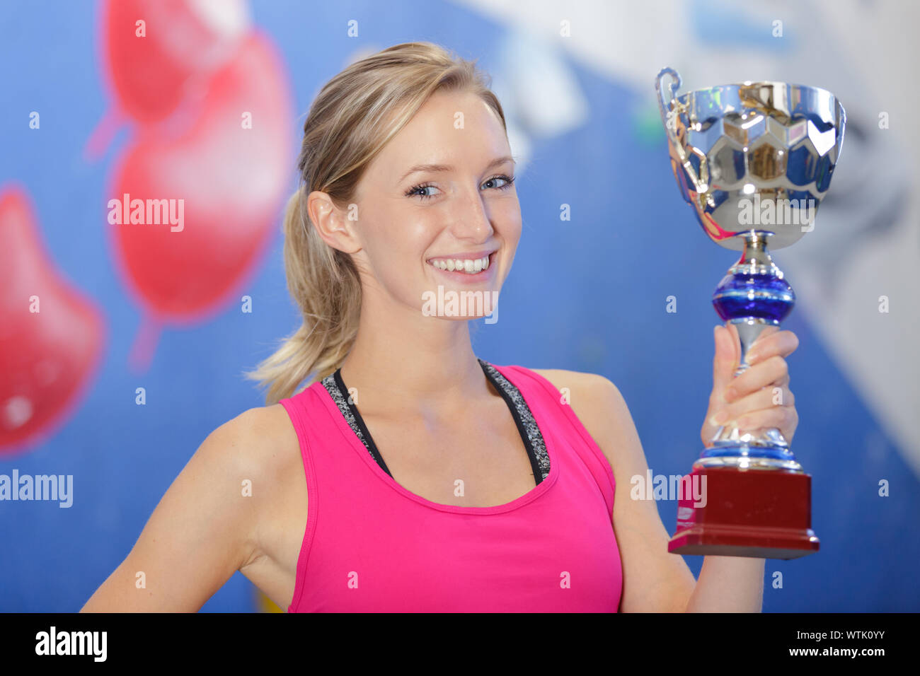 Woman excited happy trophy hi-res stock photography and images - Alamy