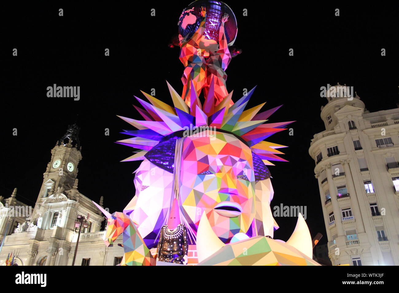 Sculptures, or monumentos, during Las Fallas in Valencia, Spain Stock ...