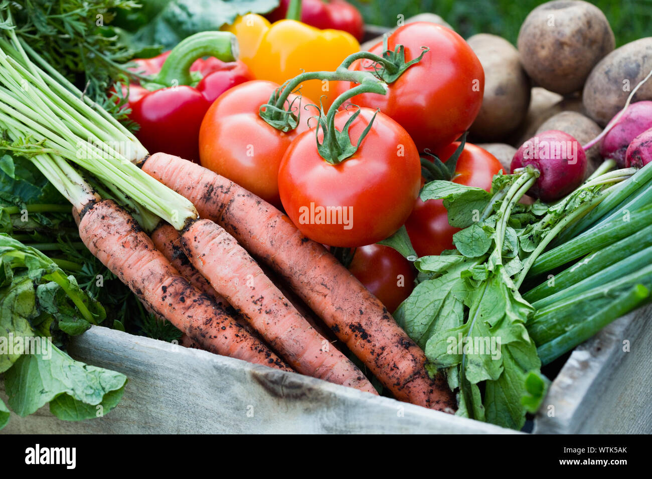 Wooden crate with fresh vegetables Stock Photo - Alamy