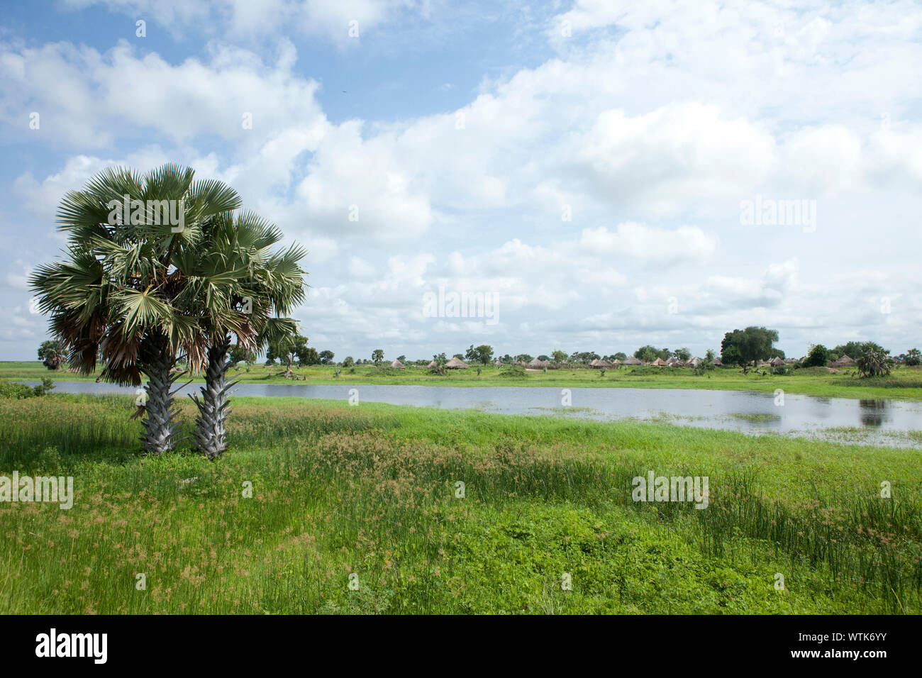 channel of the nile river and village in south sudan Stock Photo - Alamy
