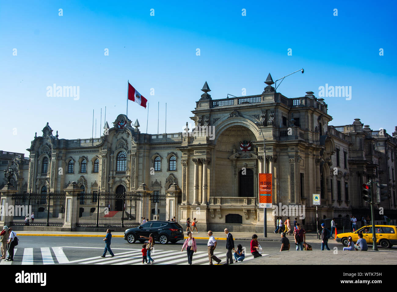 Lima Peru with al his old Spanish colonial buildings and the Plaza de ...