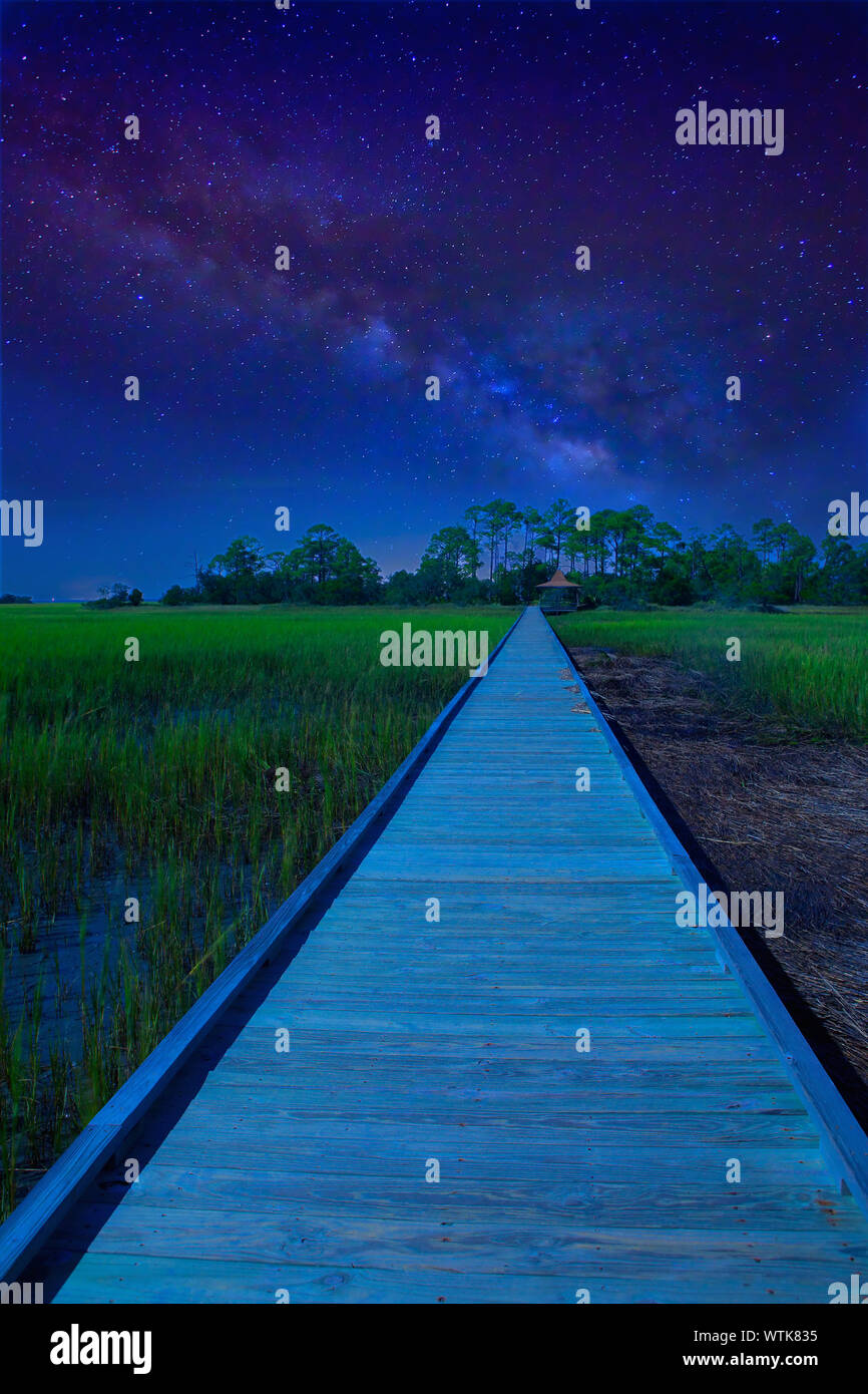 path to unknown destination at night with milky way Stock Photo - Alamy