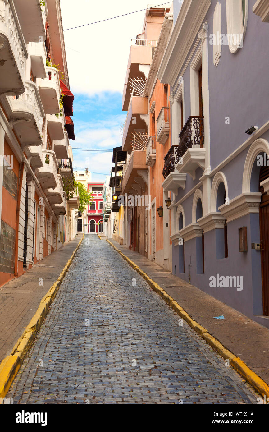colorful street scene of row houses in san juan, puerto rico Stock ...