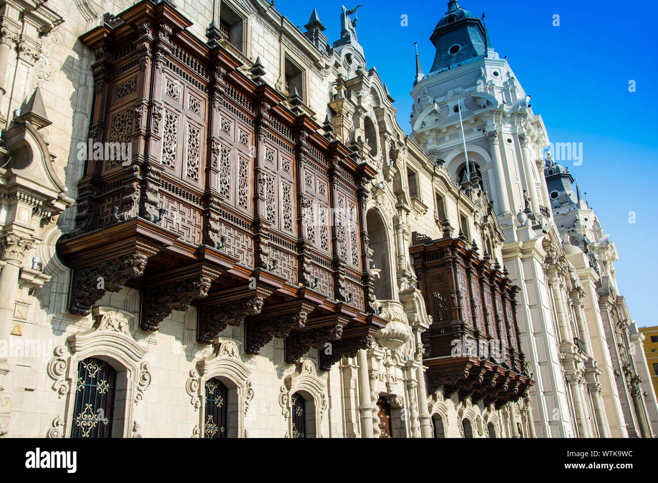 Lima Peru with al his old Spanish colonial buildings and the Plaza de ...