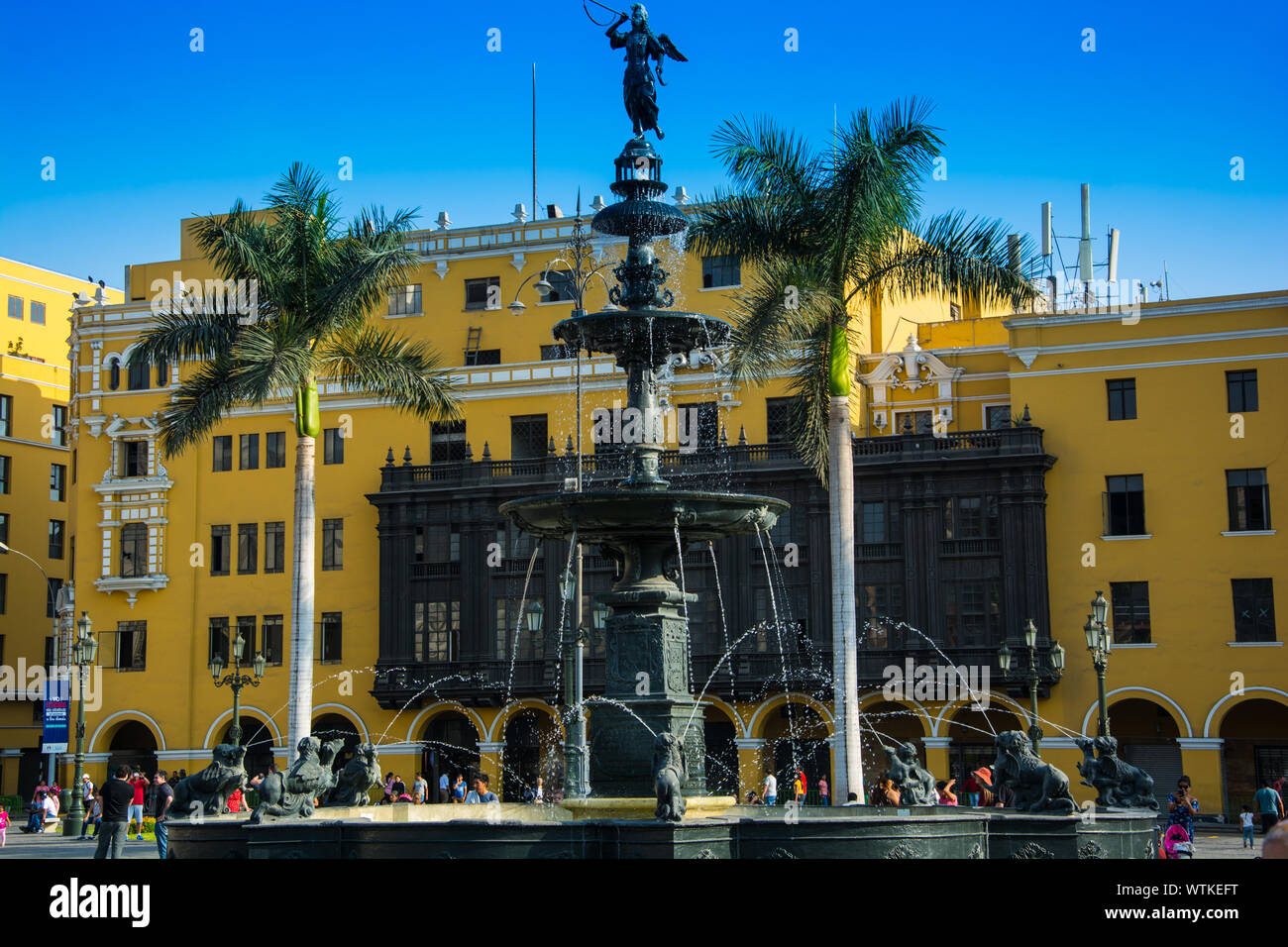 Lima Peru with al his old Spanish colonial buildings and the Plaza de ...