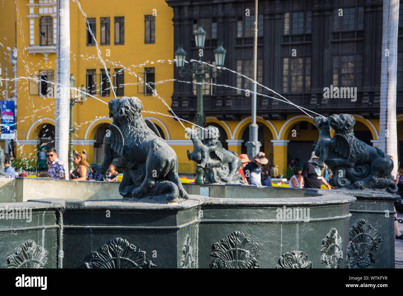 Lima Peru with al his old Spanish colonial buildings and the Plaza de ...